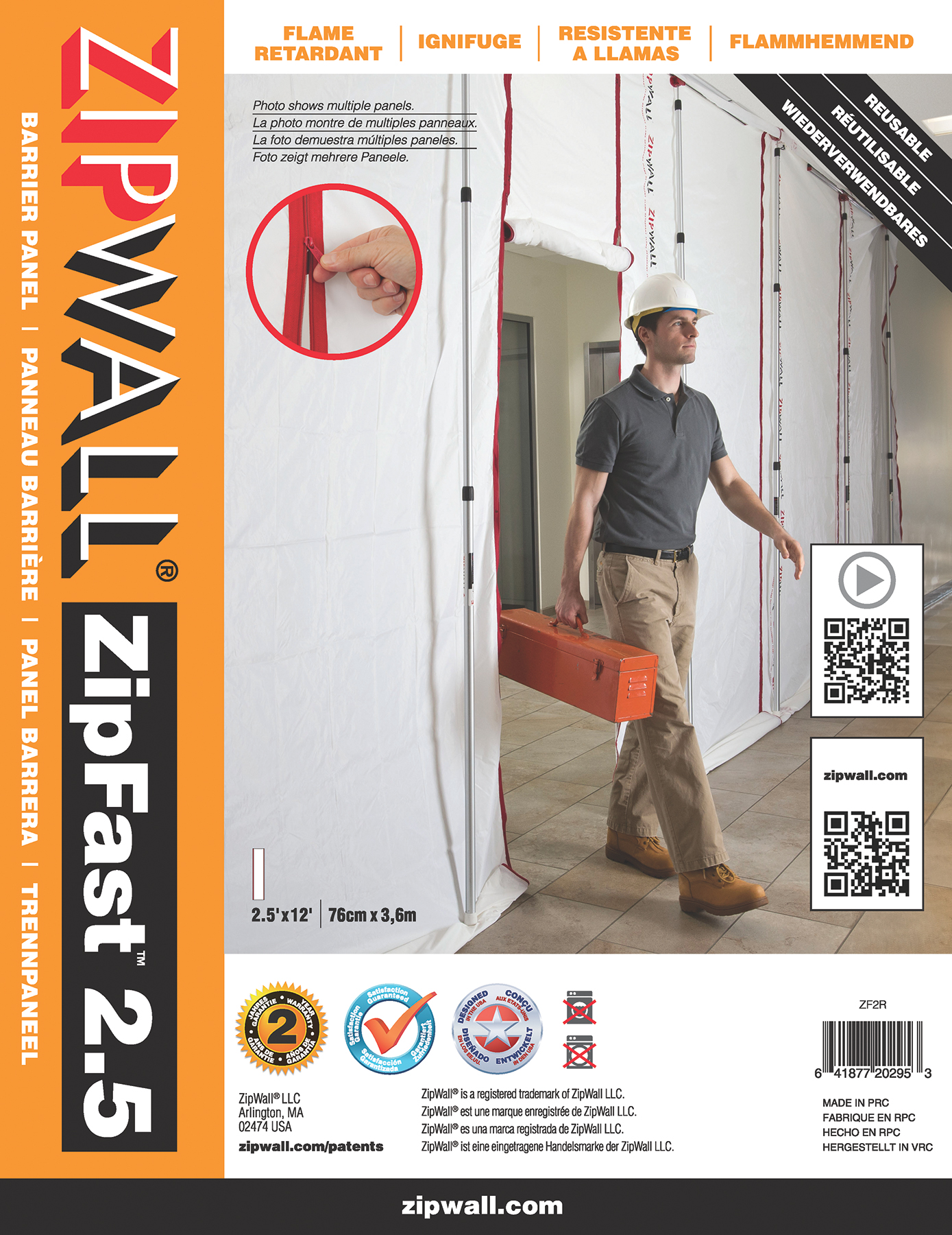 ZipFast™ Reusable Barrier Panels – Flame Retardant - ZipWall